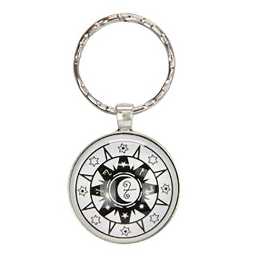Wiccan Glass Key Chain - Black/White Design – Cosmic Angel