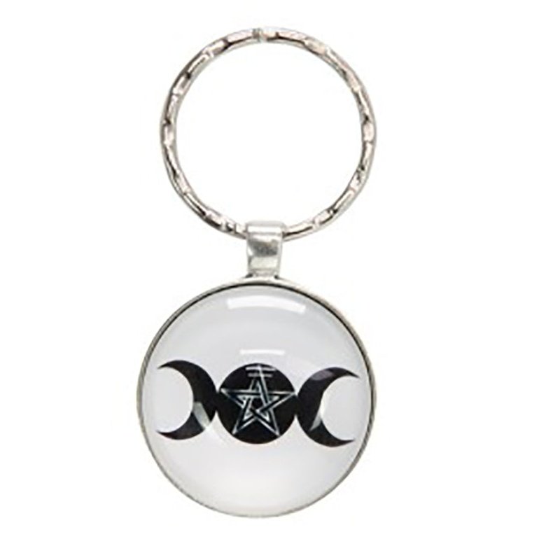Wiccan Glass Key Chain - Triple Moon – Cosmic Angel